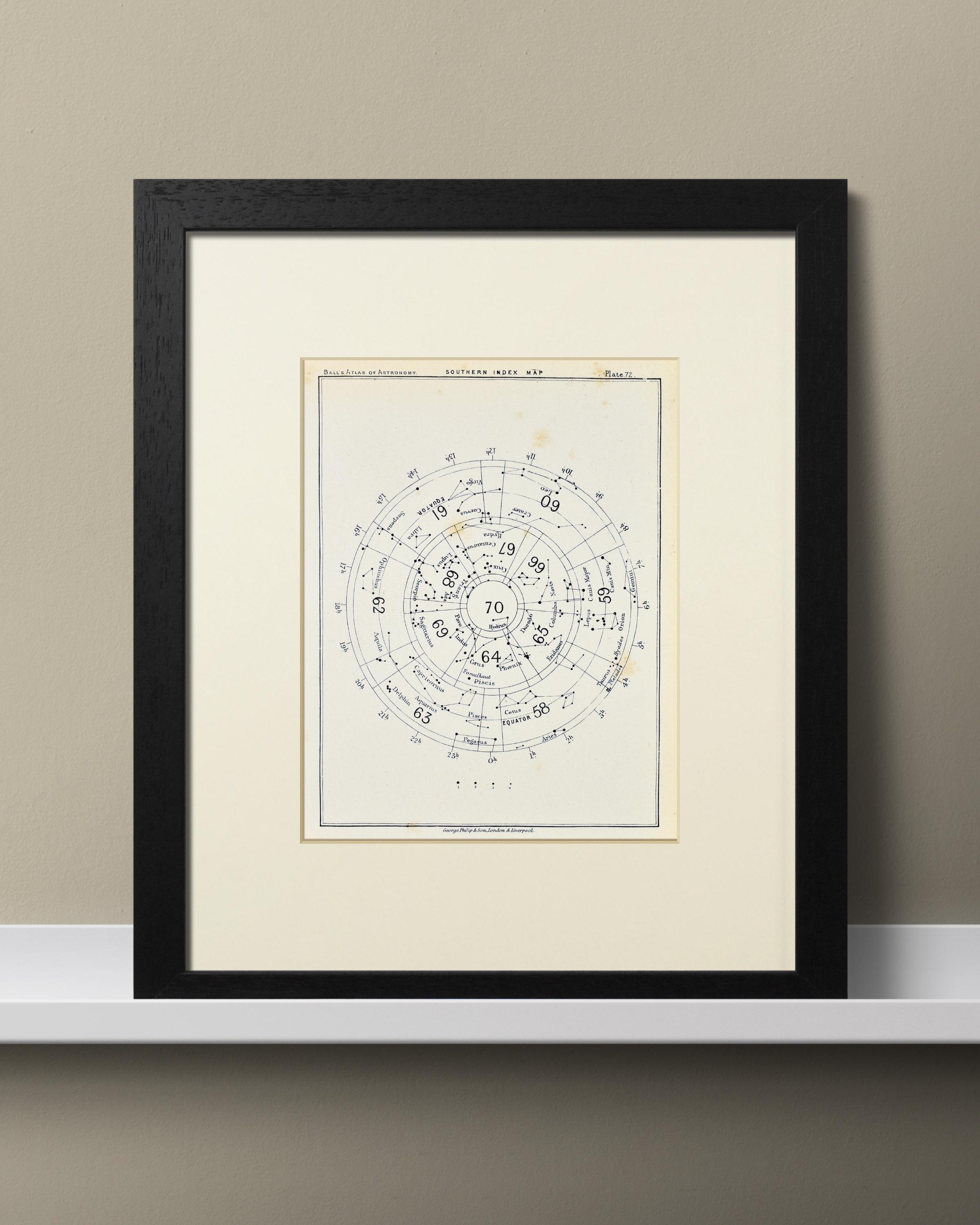 1892 Antique Southern Hemisphere Constellations Print – Original ...