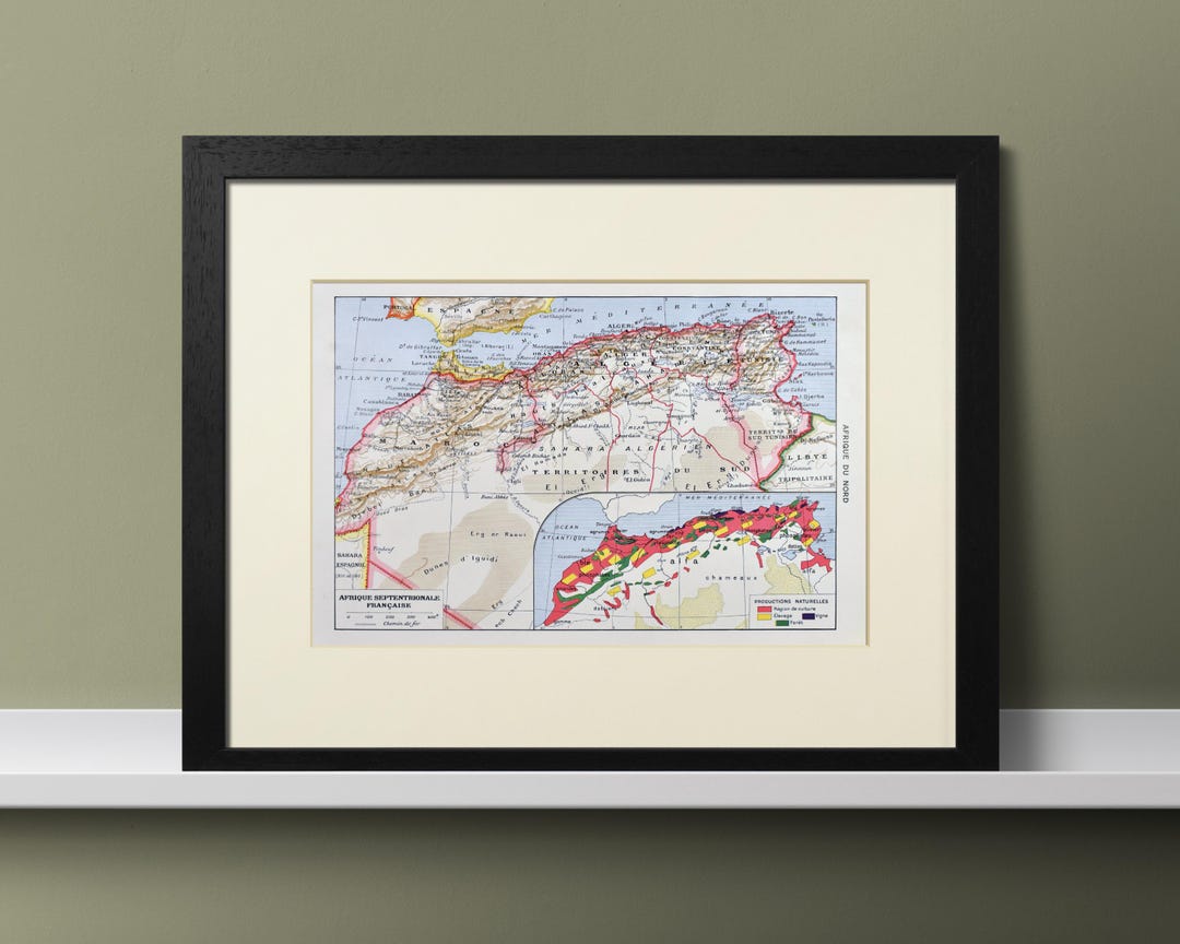 1948 Vintage North Africa Map Print – Original French Lithograph ...