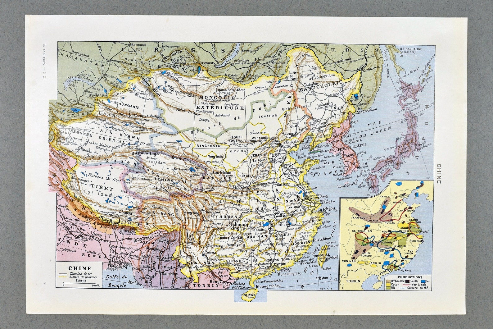 1948 Vintage China Map Print Original French Lithograph - Etsy