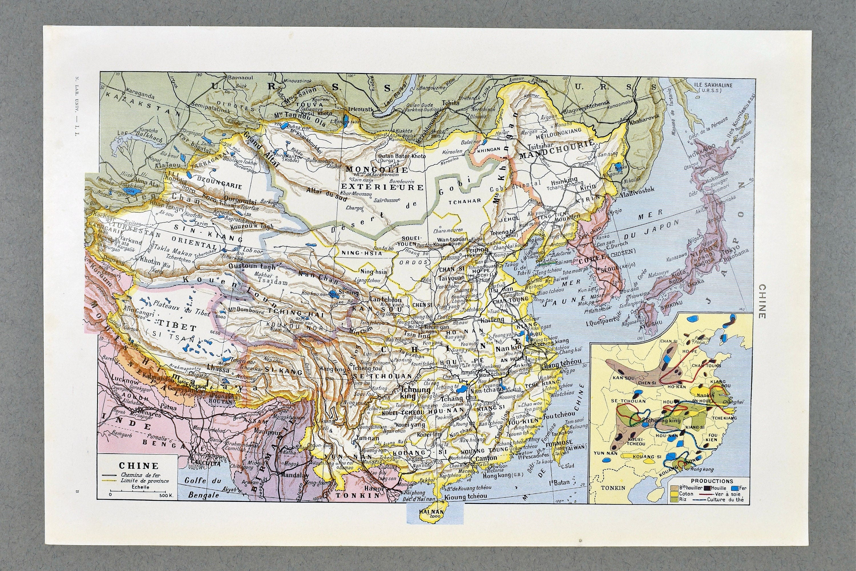 1948 Vintage China Map Print Original French Lithograph - Etsy