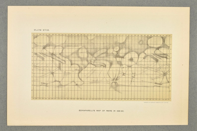 1897 Antique Map of Mars Print Original Astronomy Book Print - Etsy
