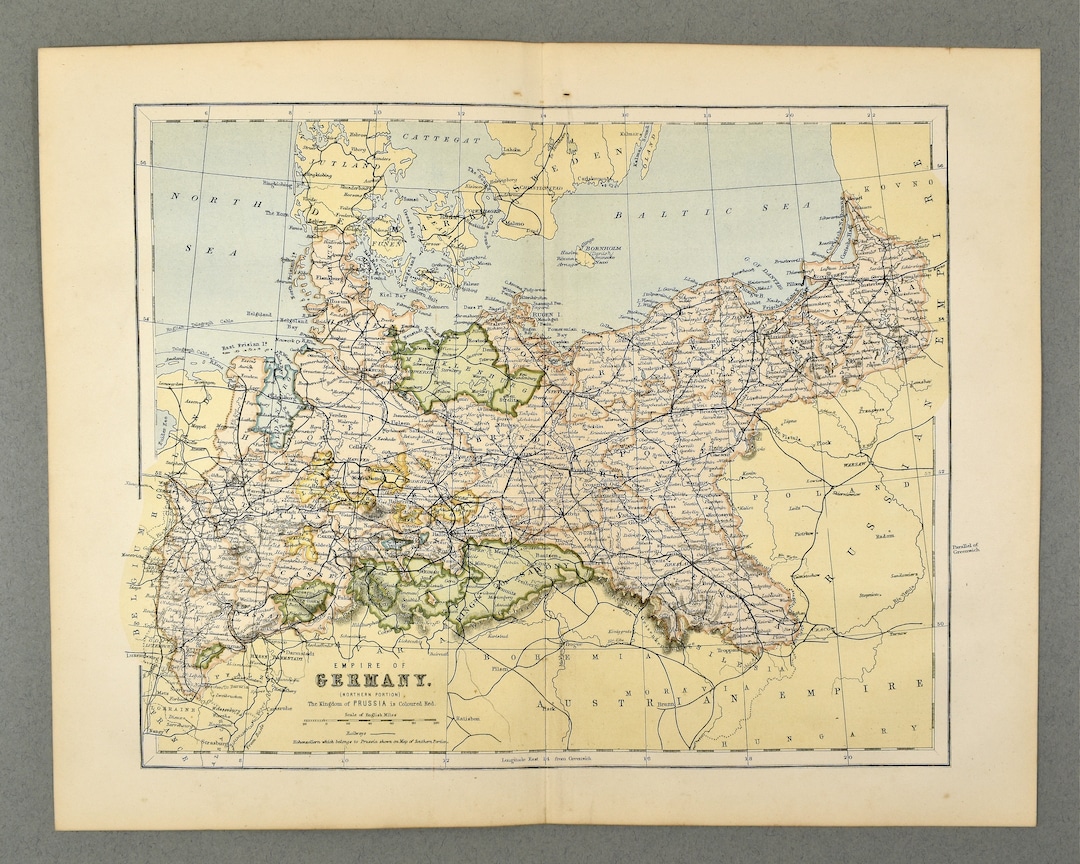1800s Large Germany Map Print Original Engraving Antique Map of ...
