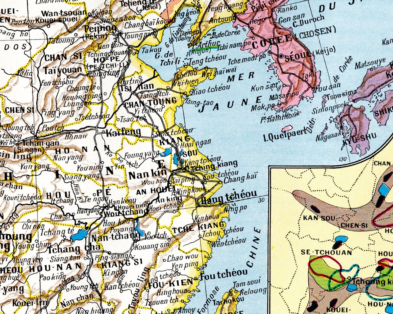 1948 Vintage China Map Print Original French Lithograph - Etsy