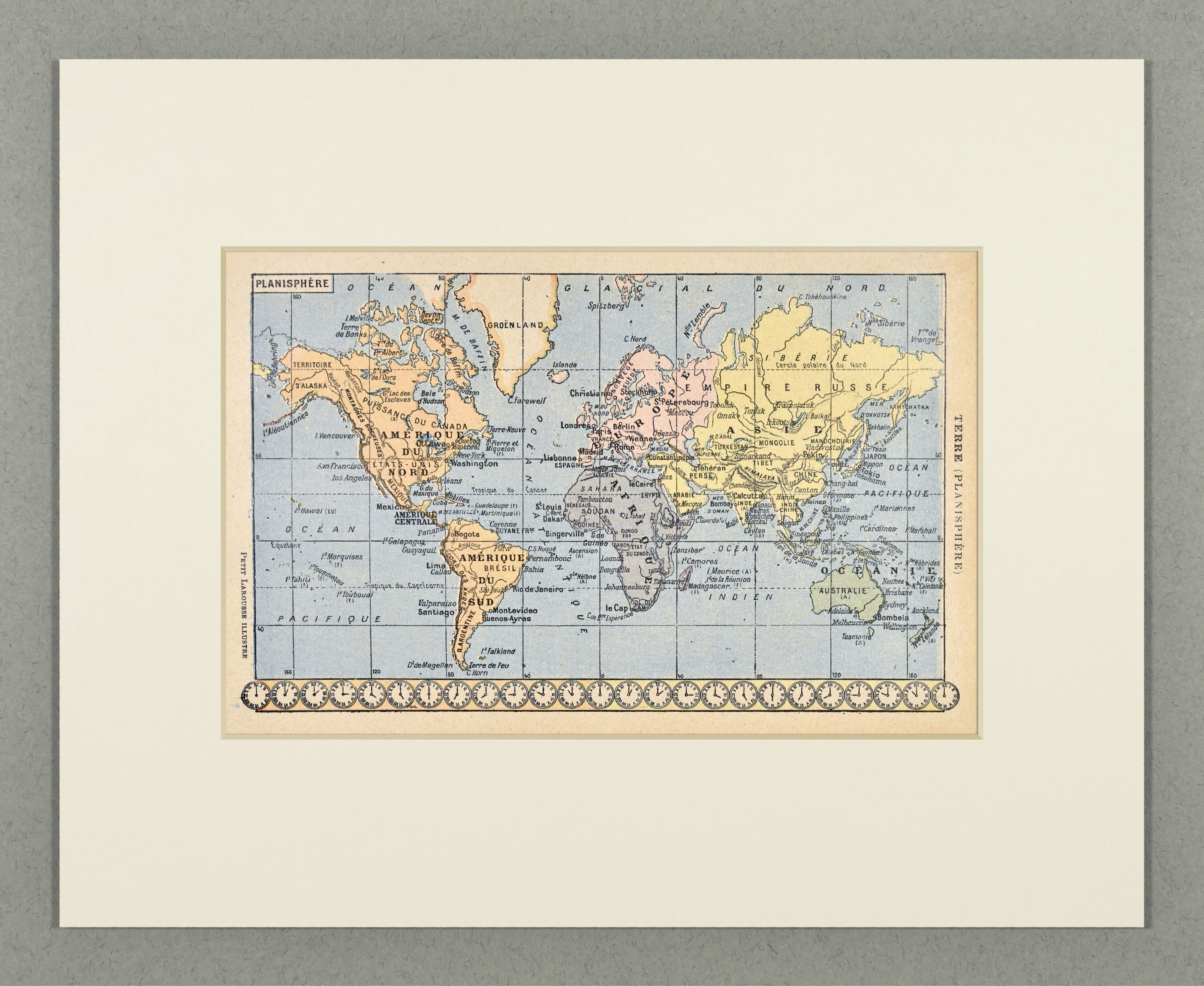 1928 Vintage Map of the World Print Original French - Etsy