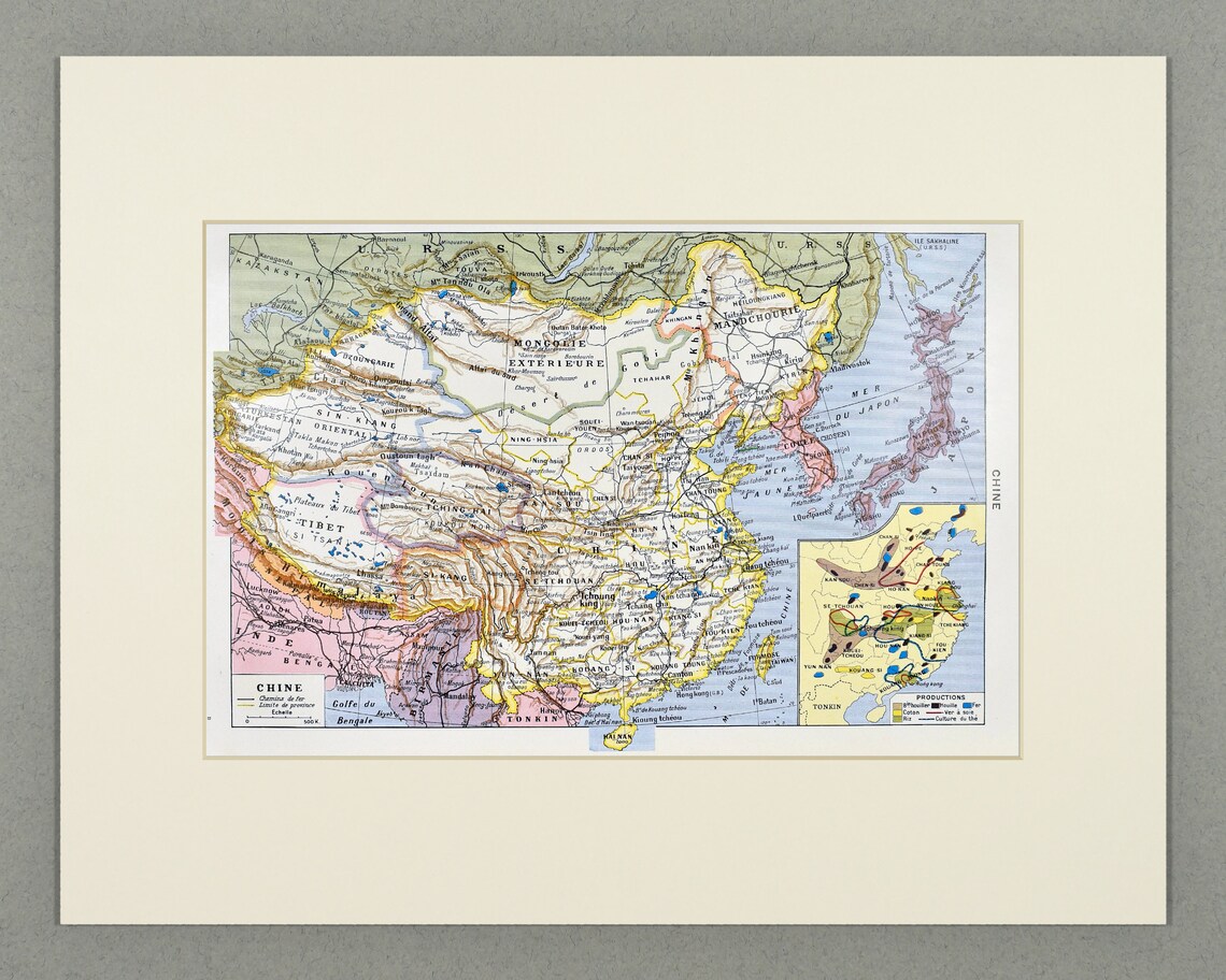 1948 Vintage China Map Print Original French Lithograph - Etsy