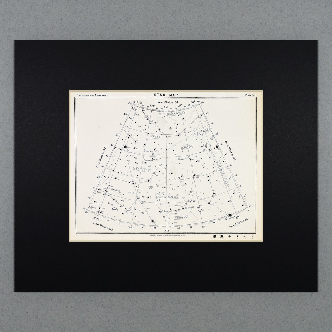 1892 Antique Star Map Print Original Astronomy Book Engraving Star ...