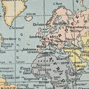 1928 Vintage Map of the World Print Original French Engraving World ...