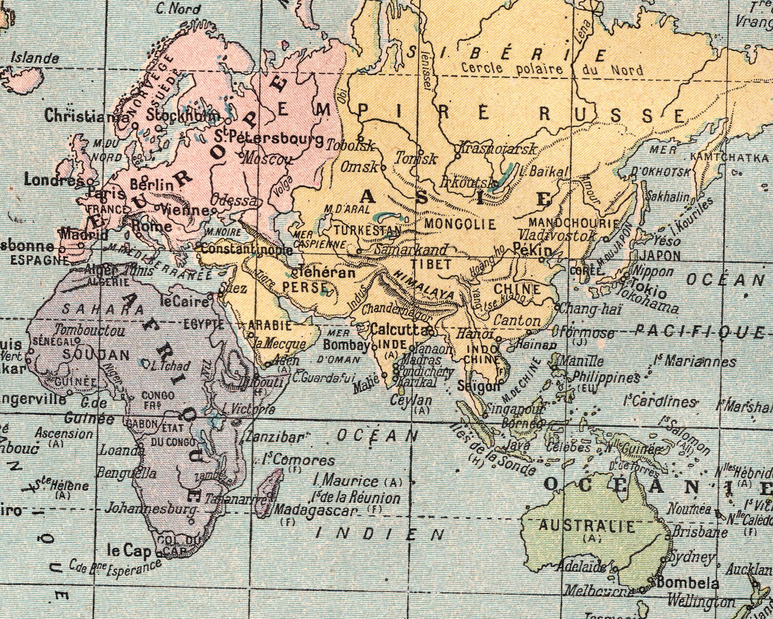 1928 Vintage Map of the World Print Original French - Etsy