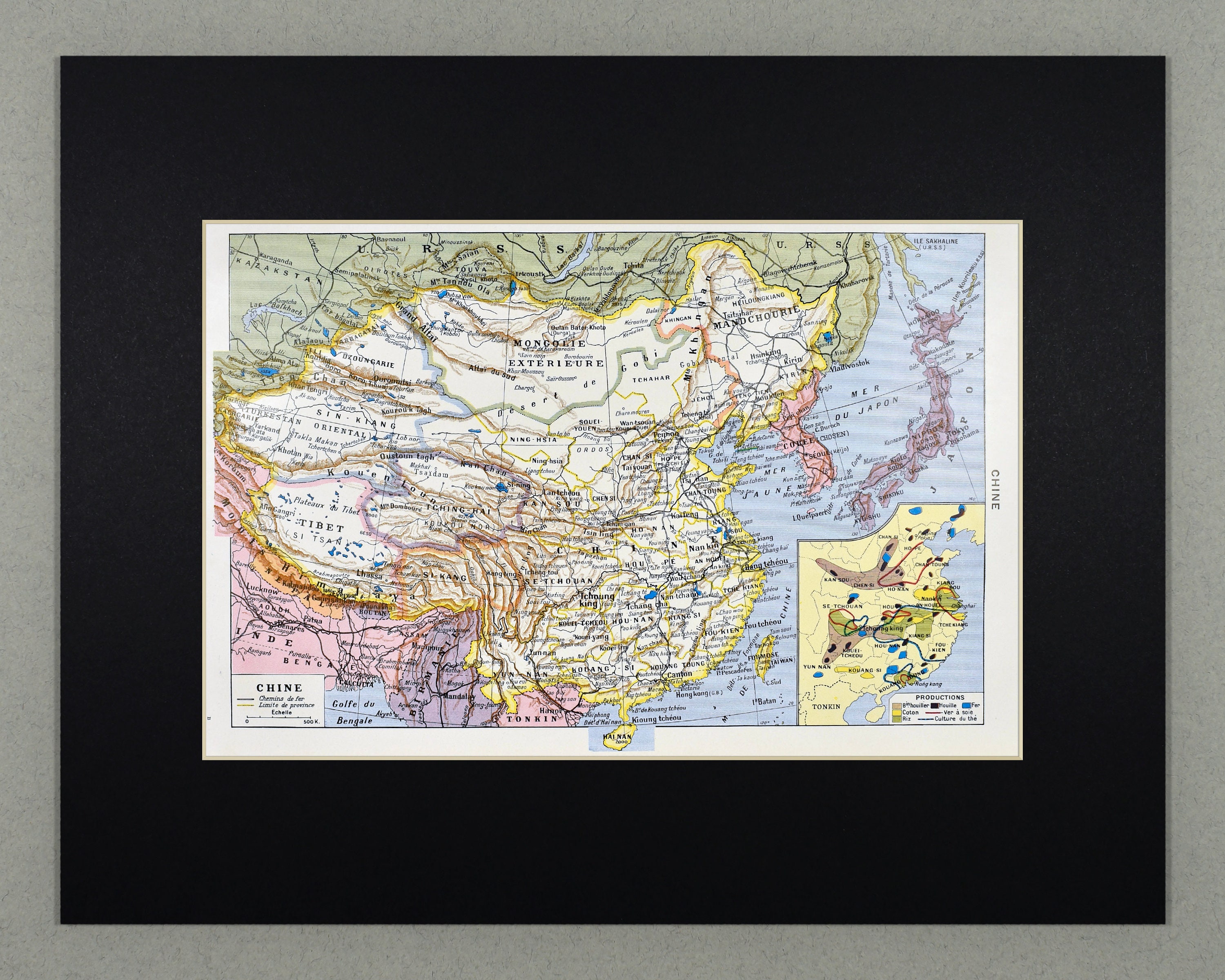 1948 Vintage China Map Print Original French Lithograph - Etsy
