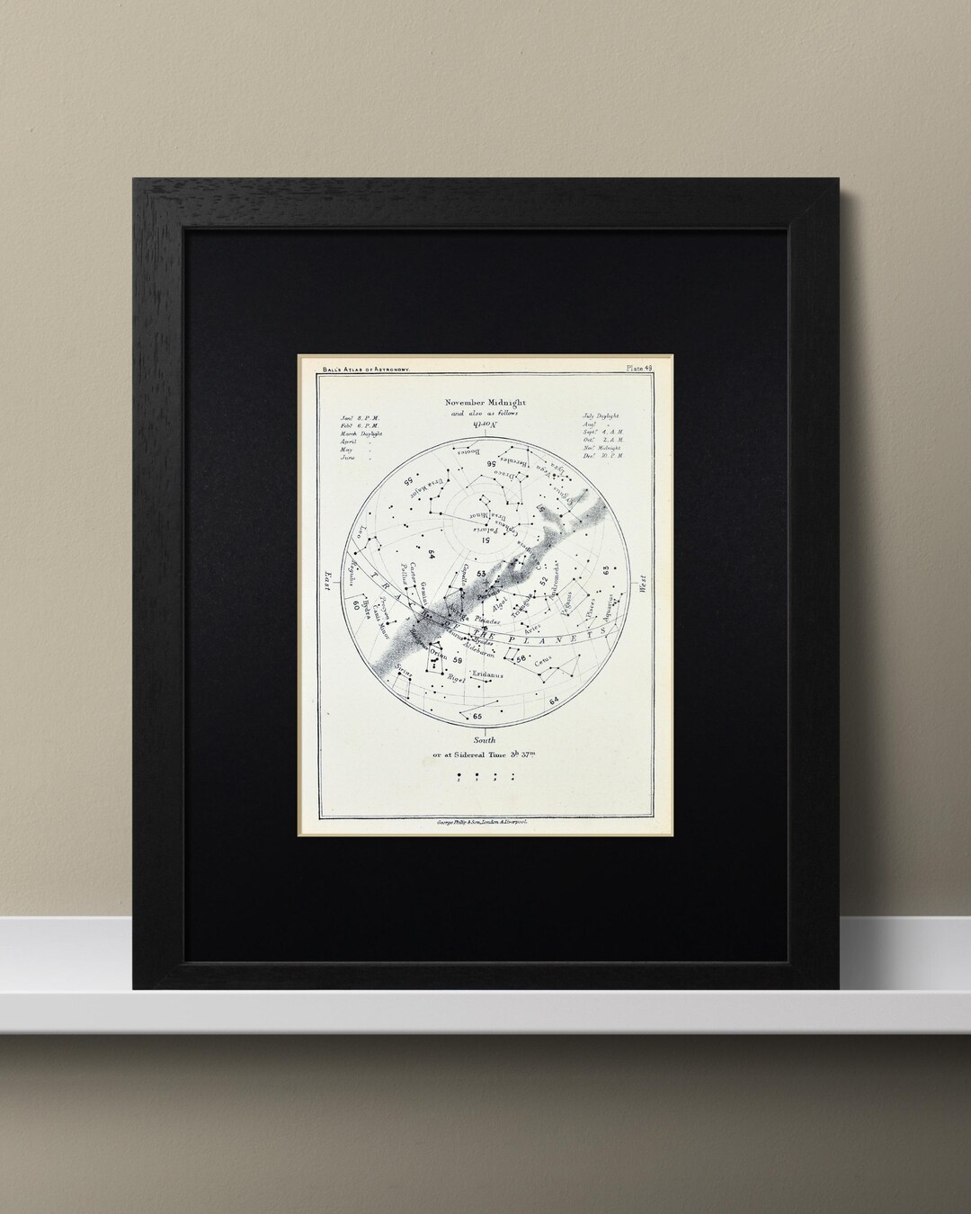 1892 Antique November Constellations Print Original Astronomy Star ...