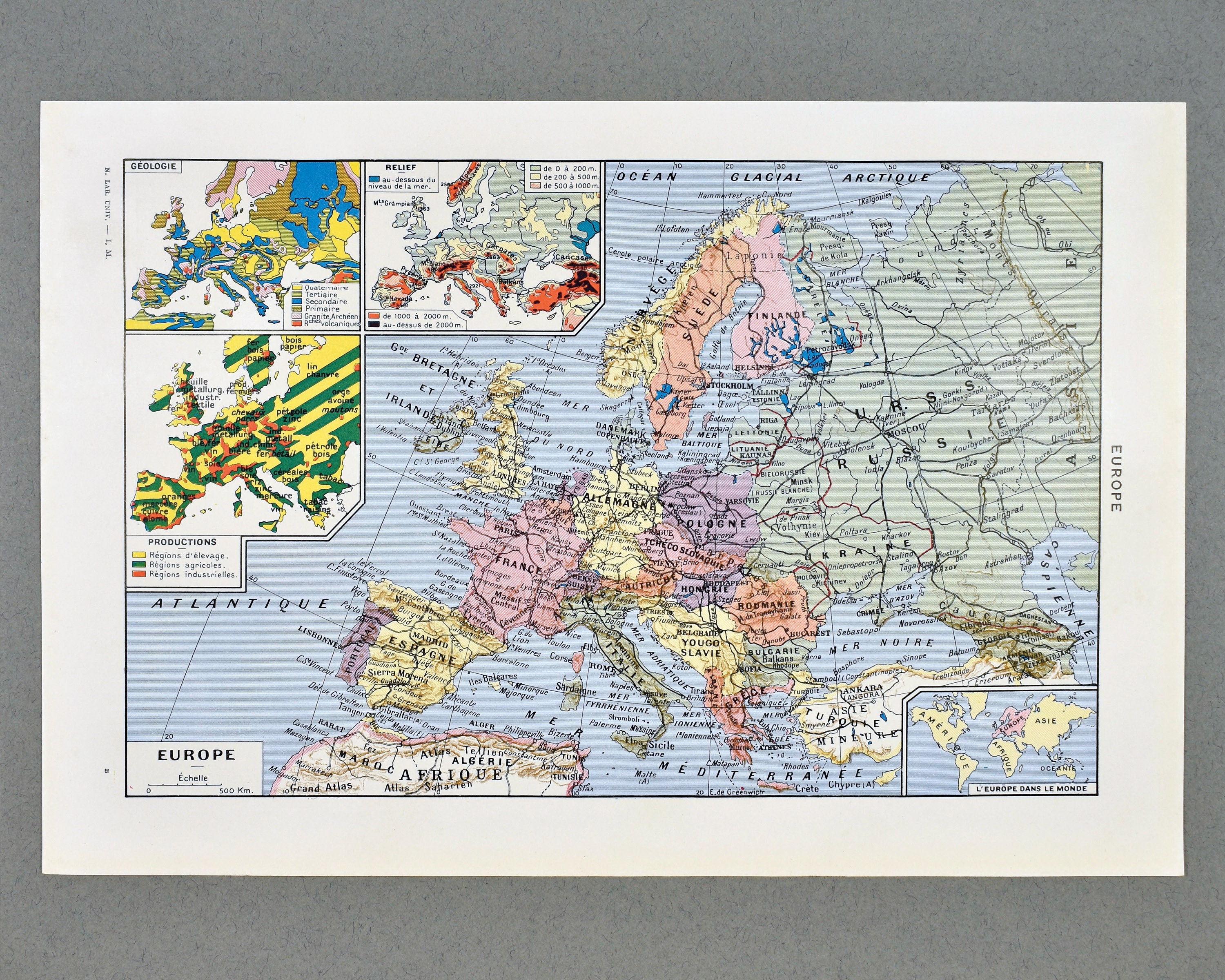 1948 Vintage Europe Map Print – Original French Lithograph – Vintage ...