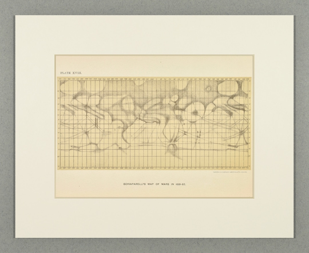 1897 Antique Map of Mars Print Original Astronomy Book Print Vintage ...