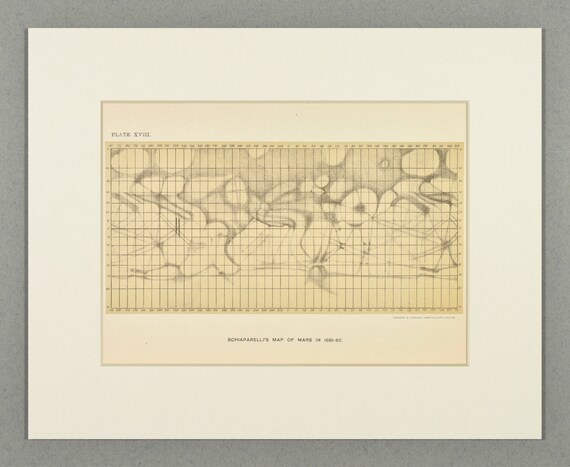 1897 Antique Map of Mars Print Original Astronomy Book Print - Etsy