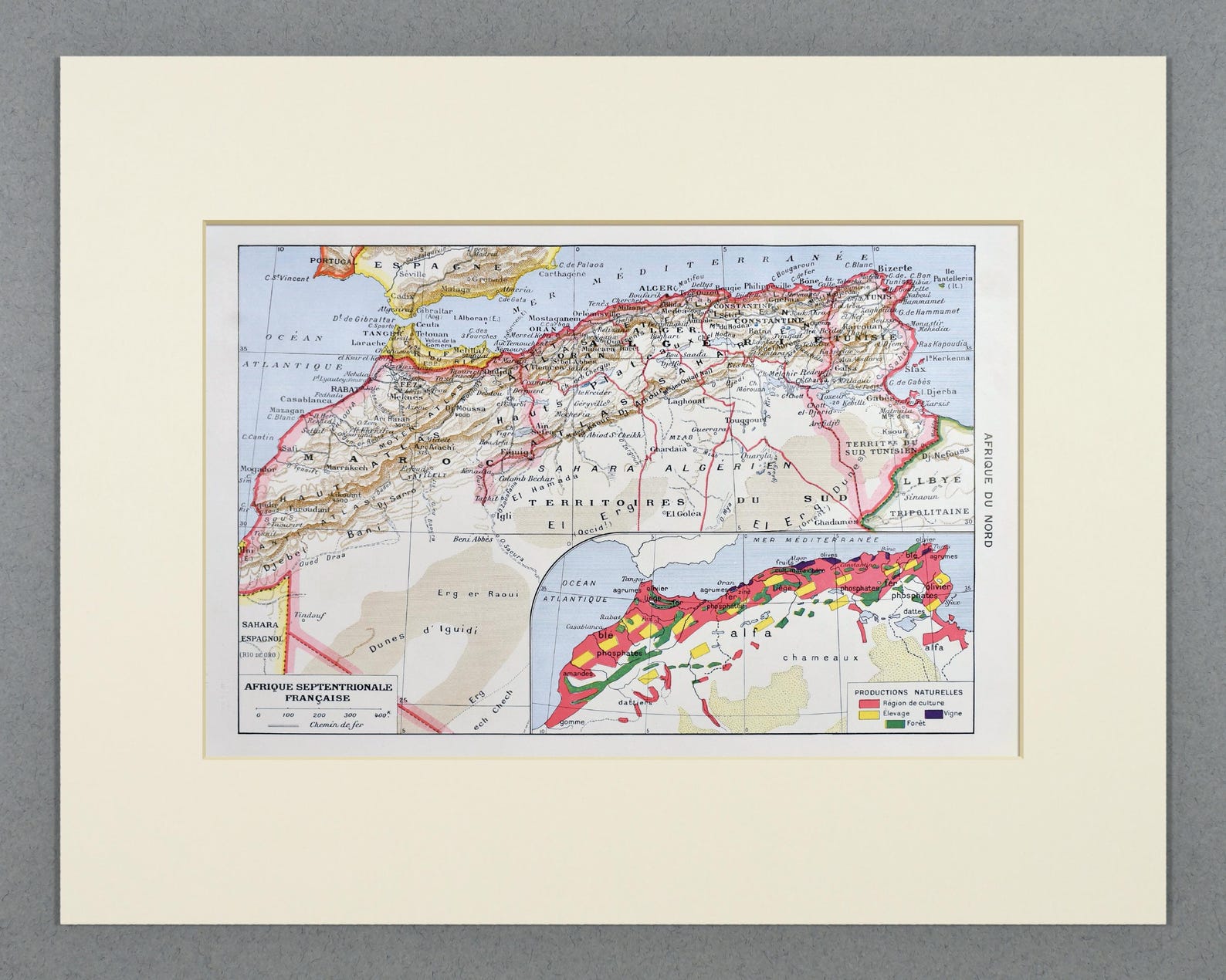 1948 Vintage North Africa Map Print – Original French Lithograph ...