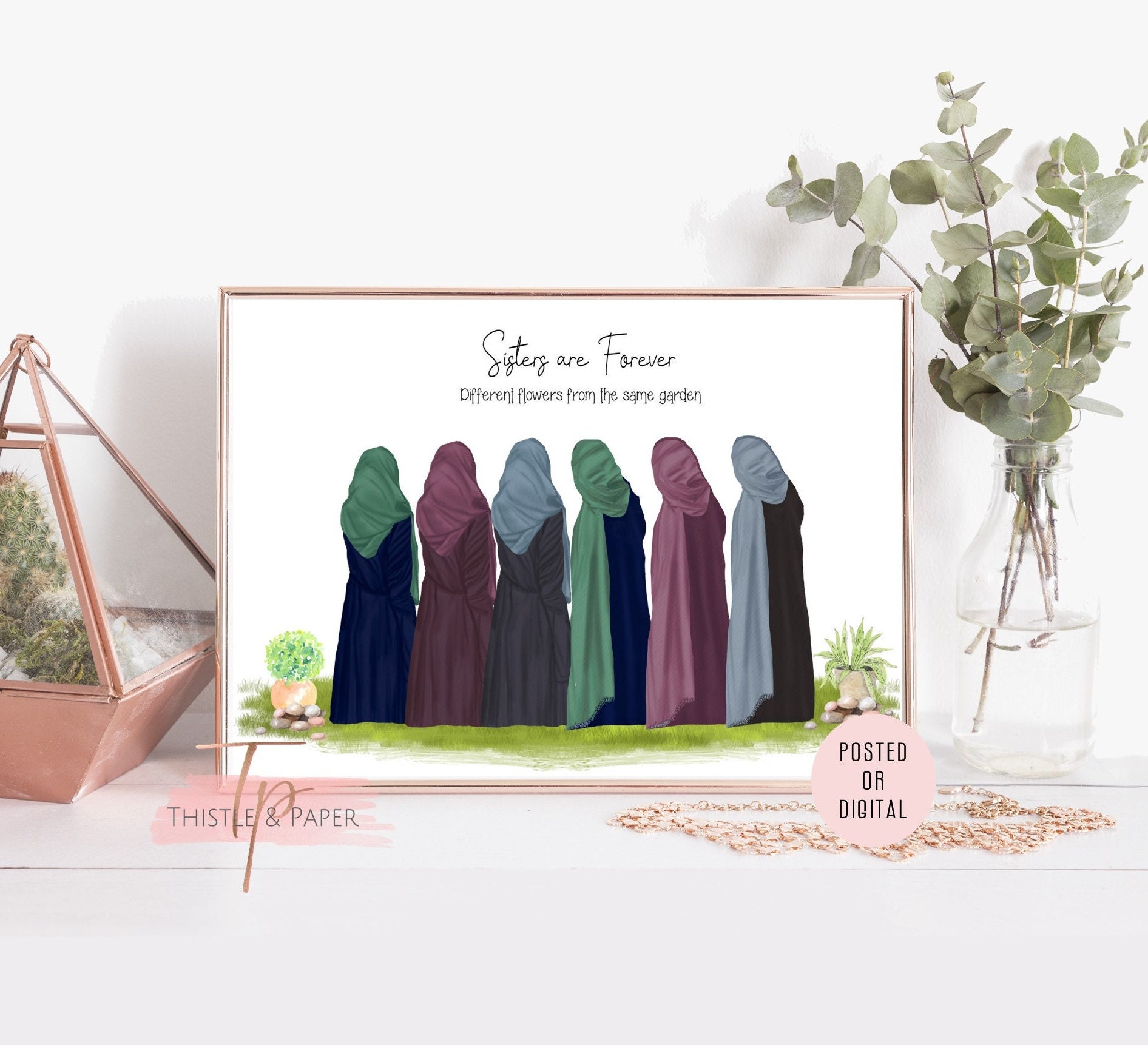 Hijab Sisters Muslim Girls Best Friend Gift Print Birthday - Etsy