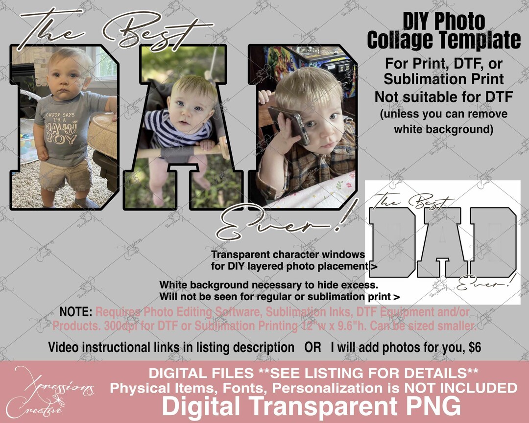 Best Dad Photo Template, Dad Photo Collage Template, Dad Sublimation ...