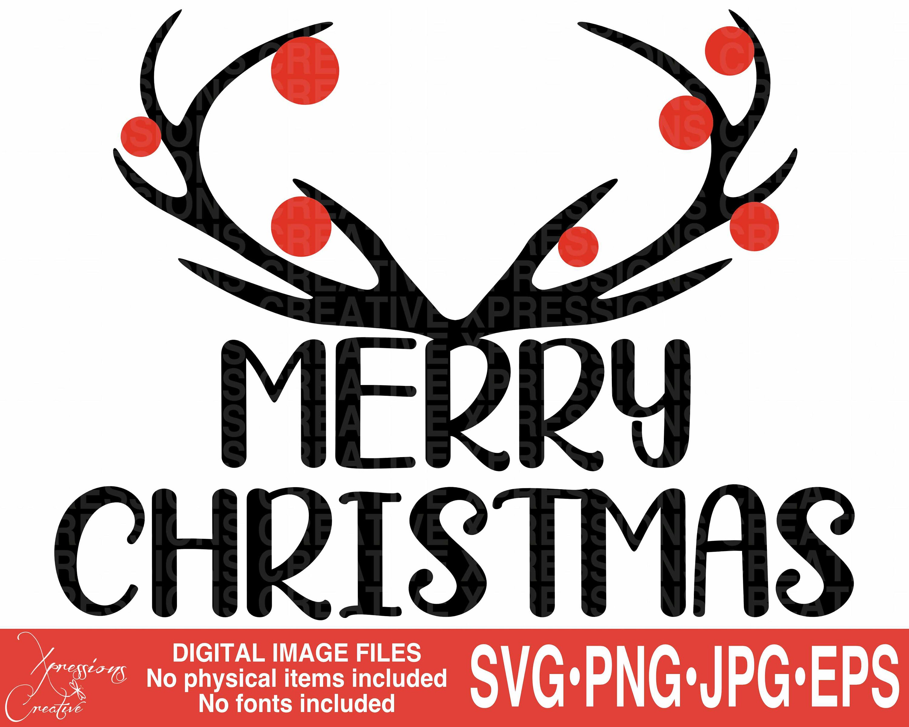 Christmas Svg Merry Christmas Svg Reindeer Antlers Svg Xmas | Etsy