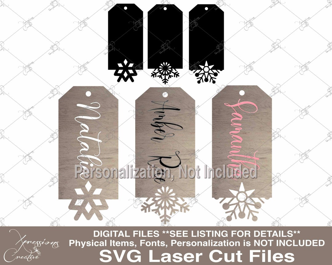 Laser Christmas Gift Tags Bundle, Laser Snowflake Tag Svg, Snowflake ...