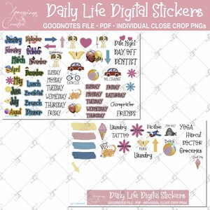 DAILY LIFE Digital Stickers, Goodnotes, Pre-cropped Digital Planner ...
