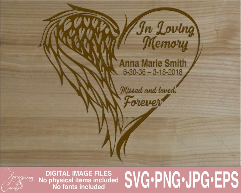 Wings Svg in Loving Memory Svg Personalized Memory Decal - Etsy