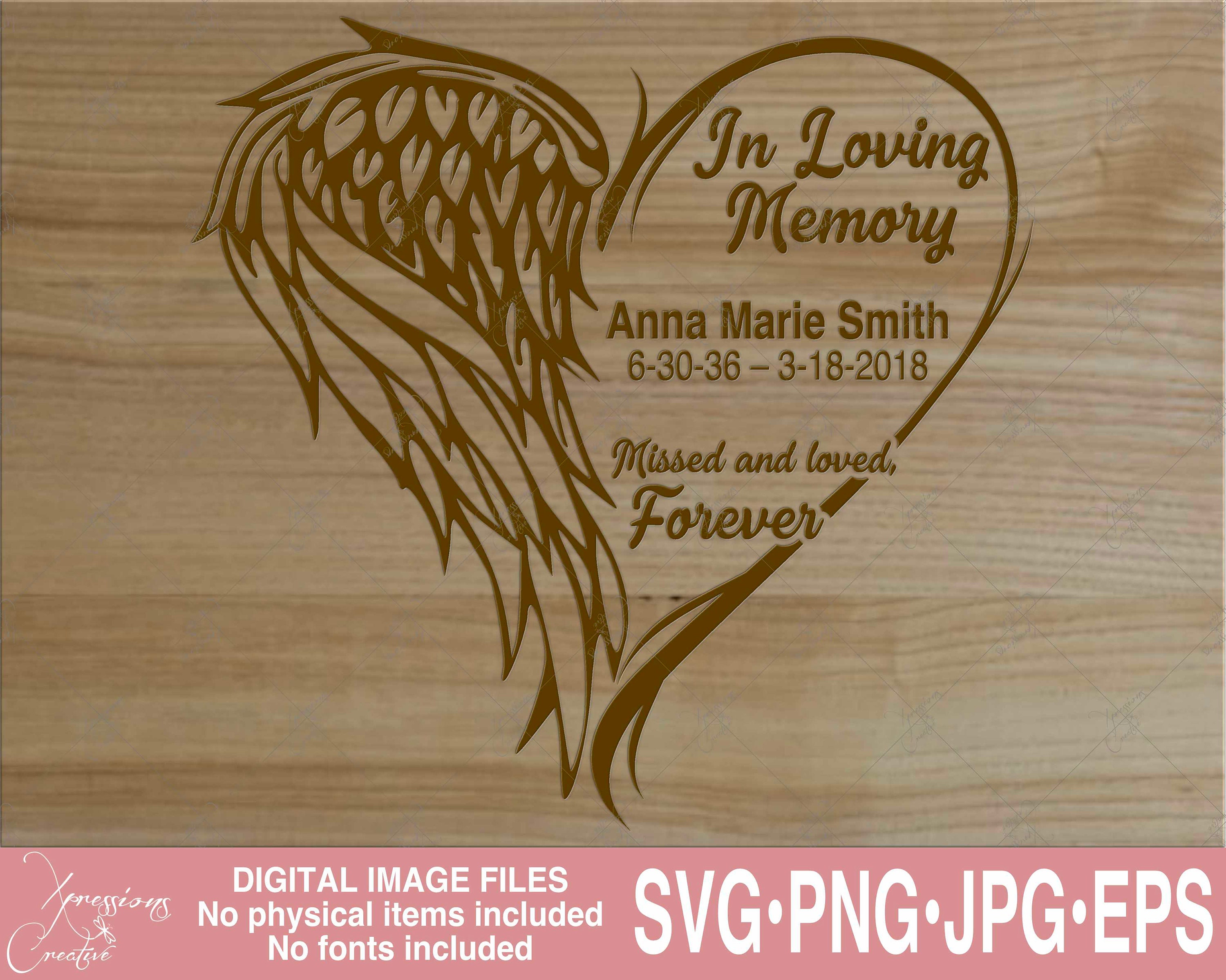 Wings Svg, in Loving Memory Svg, Personalized Memory Decal, Custom ...