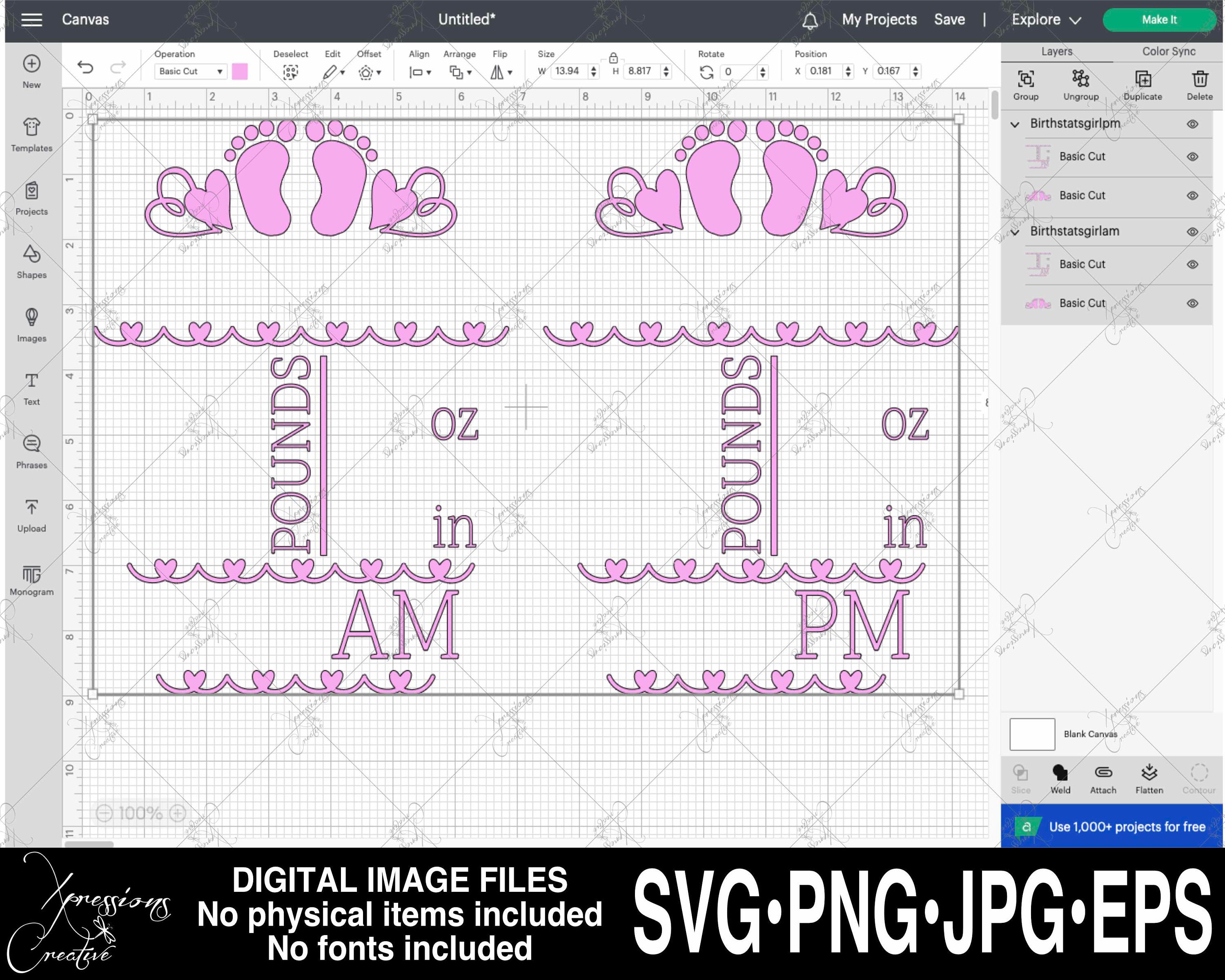 Birth Stats Girl Svg Birth Stats Svg Elephant Ear Birth - Etsy UK