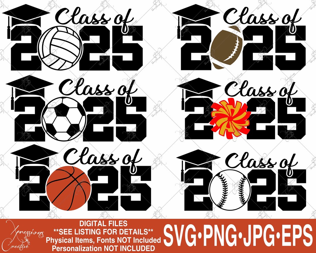 Class of 2025 Sports Bundle Svg, Senior 2025 Bundle, 2025 Graduation ...