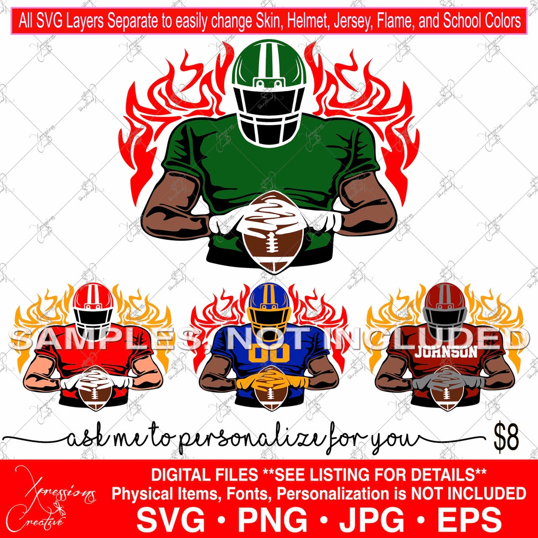 Football Svg, Football Player Svg, Personalized Player, Black Football ...