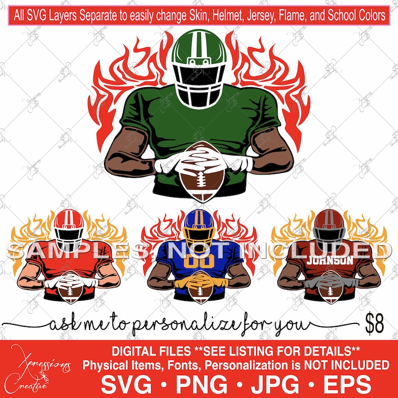 Football Player Svg - Etsy