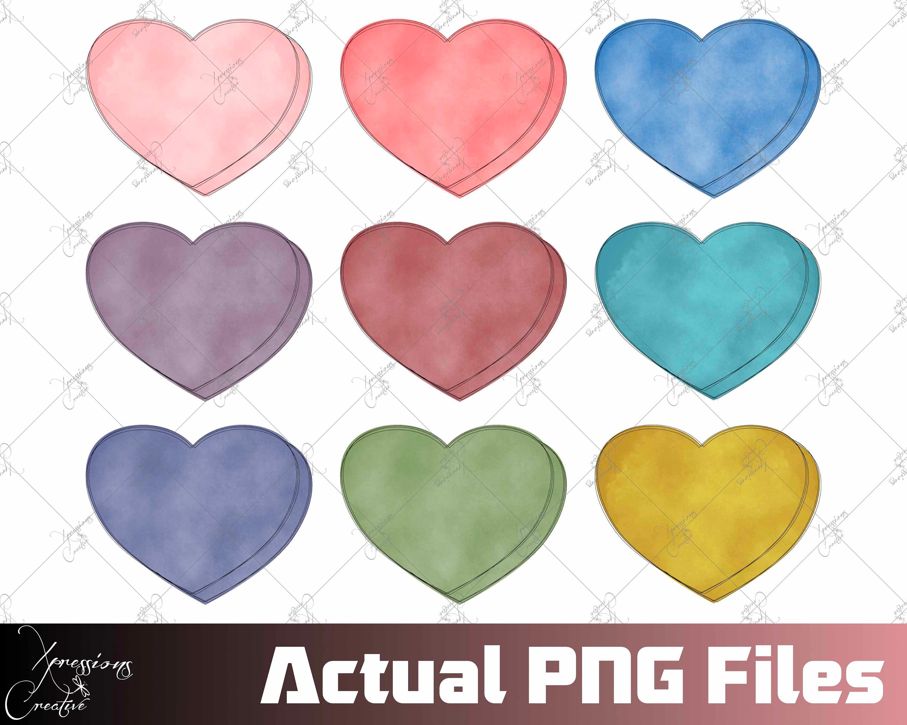 Watercolor Hearts PNG Valentine Hearts Sublimation Candy - Etsy