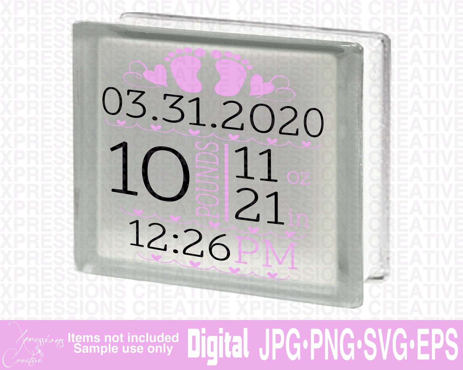 Birth Stats Girl Svg, Birth Stats Svg, Elephant Ear Birth Stats, Gift ...