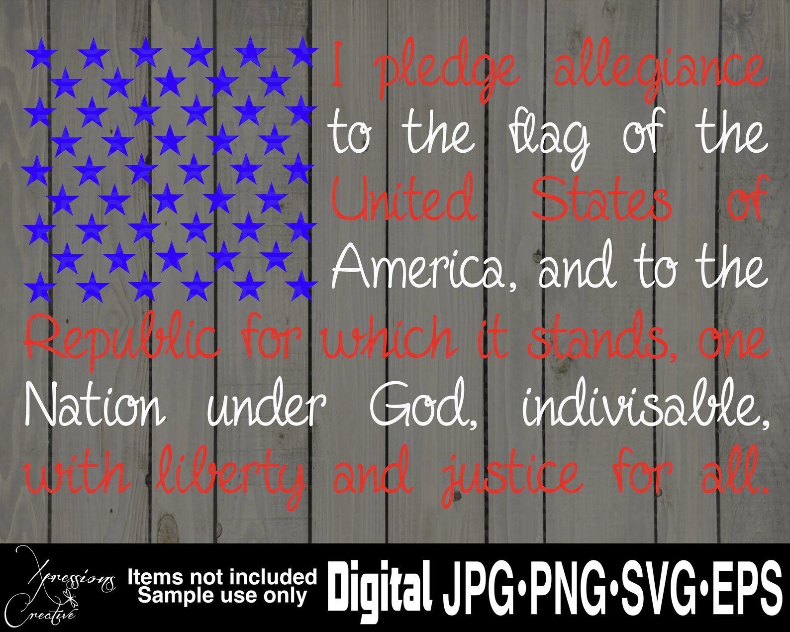 Pledge of Allegiance Svg Flag Svg the Pledge of Allegiance | Etsy