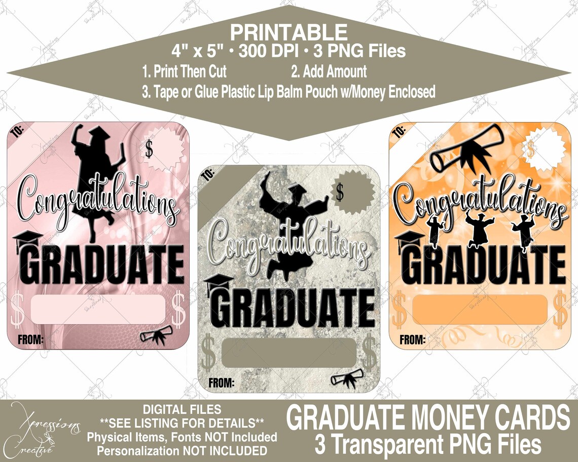Graduation Money Card, Graduate Money Card, Graduation PNG, Printable ...