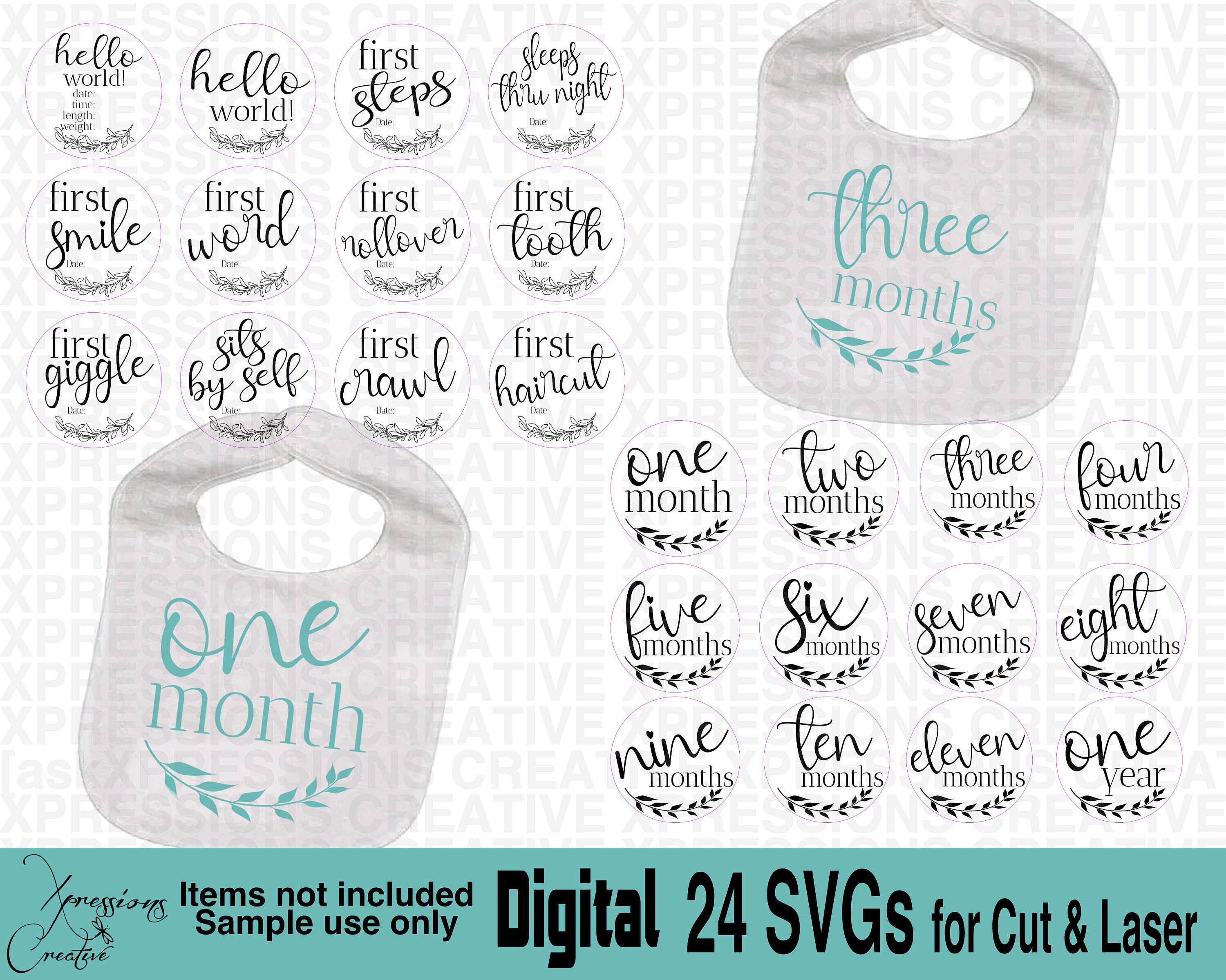 Baby Milestone Rounds Newborn SVG Bundle Baby Bundle Baby - Etsy