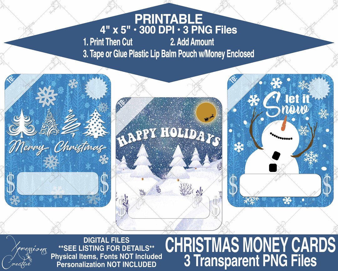 Christmas Money Card, Christmas Gift Card, Christmas PNG, Printable ...