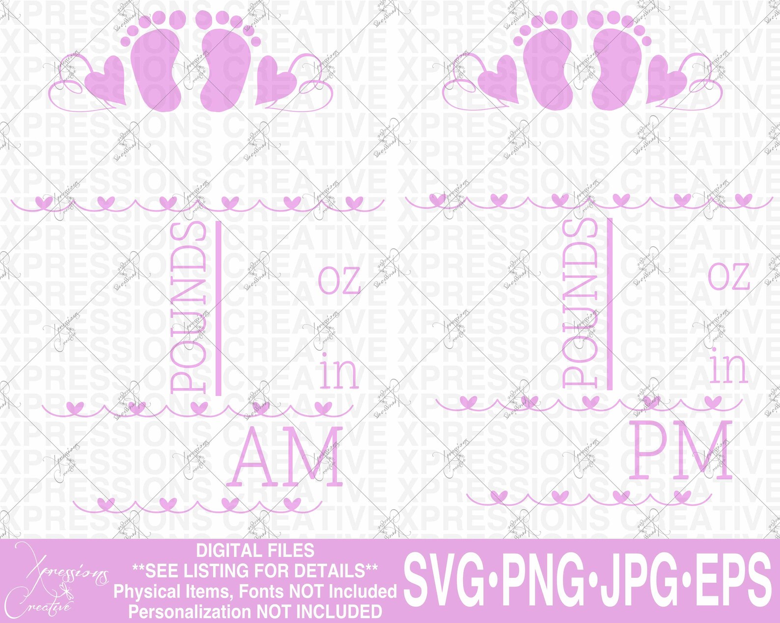 Birth Stats Girl Svg, Birth Stats Svg, Elephant Ear Birth Stats, Gift ...