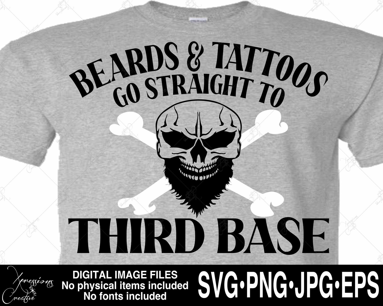 Beards & Tattoos Svg Third Base Svg Funny Mens Tshirt Svg - Etsy