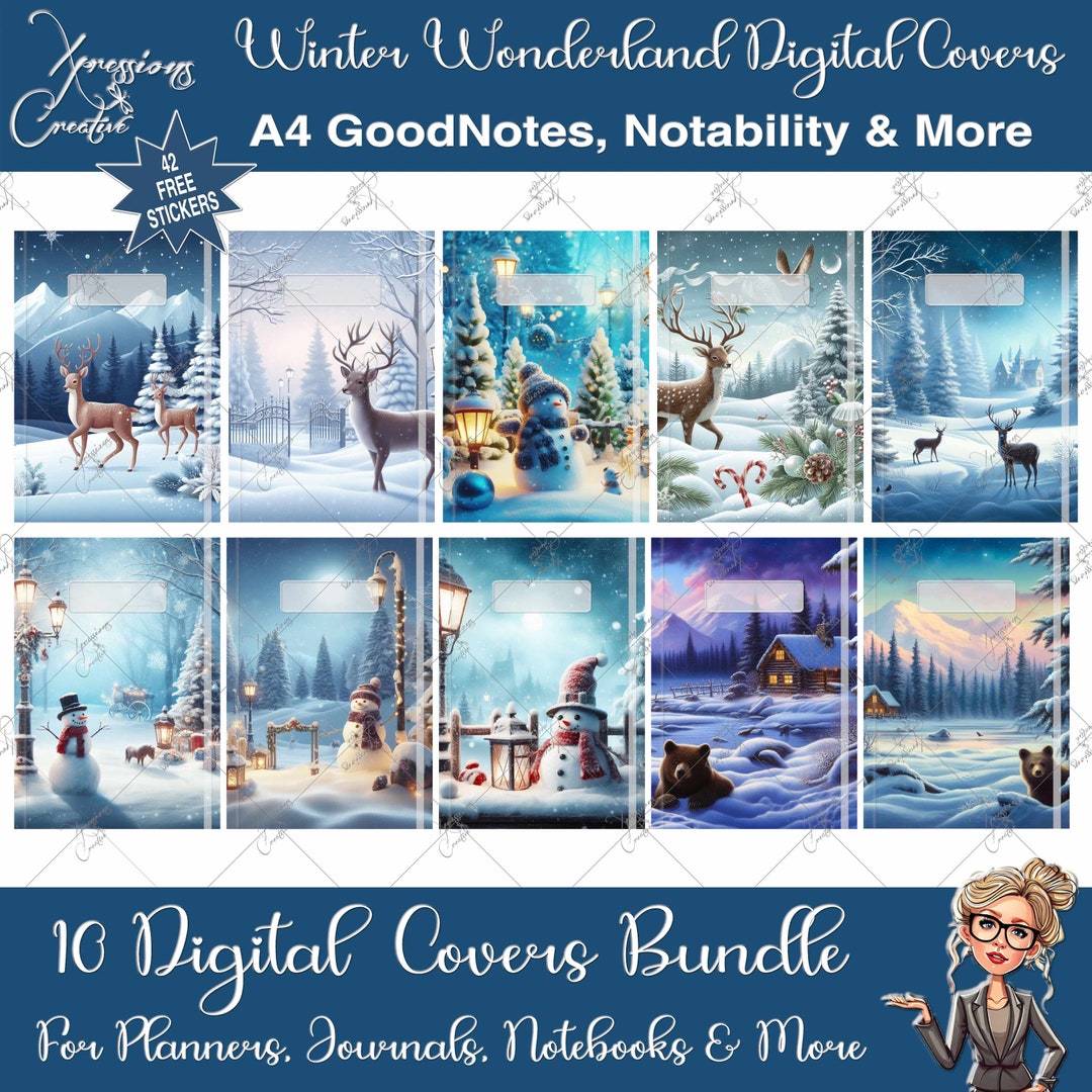 Digital Notebook Covers, Digital Winter Wonderland Covers, Goodnotes ...
