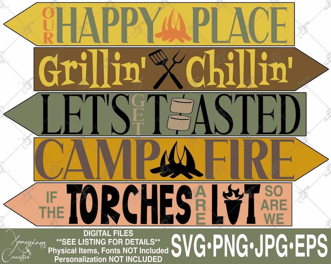 Patio Directional Signs Svg, Summer Arrow Yard Signs, Our Happy Place ...