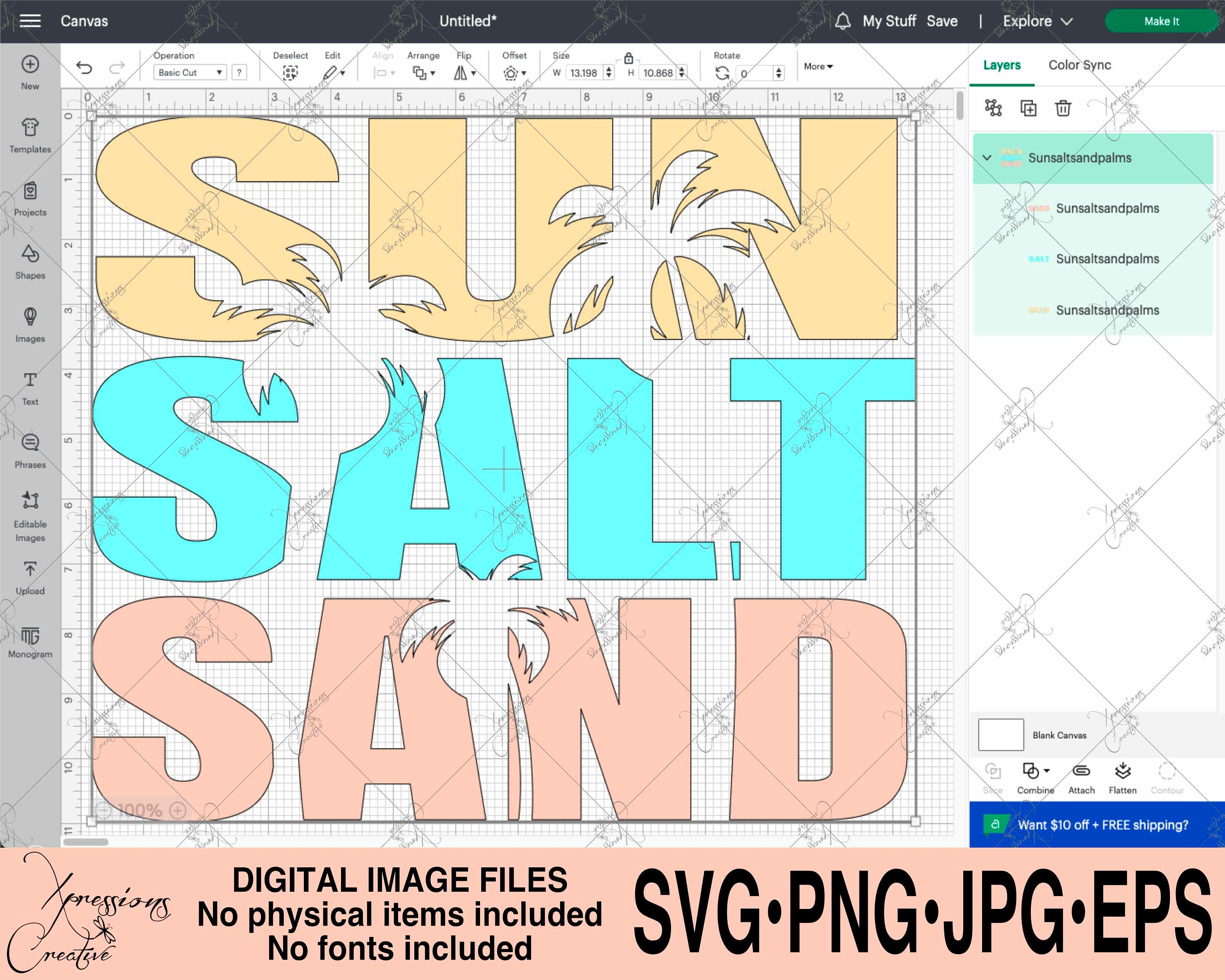 Sun Salt Sand Svg, Beach Svg, Tropical Svg, Palm Trees Png, Summer Svg ...