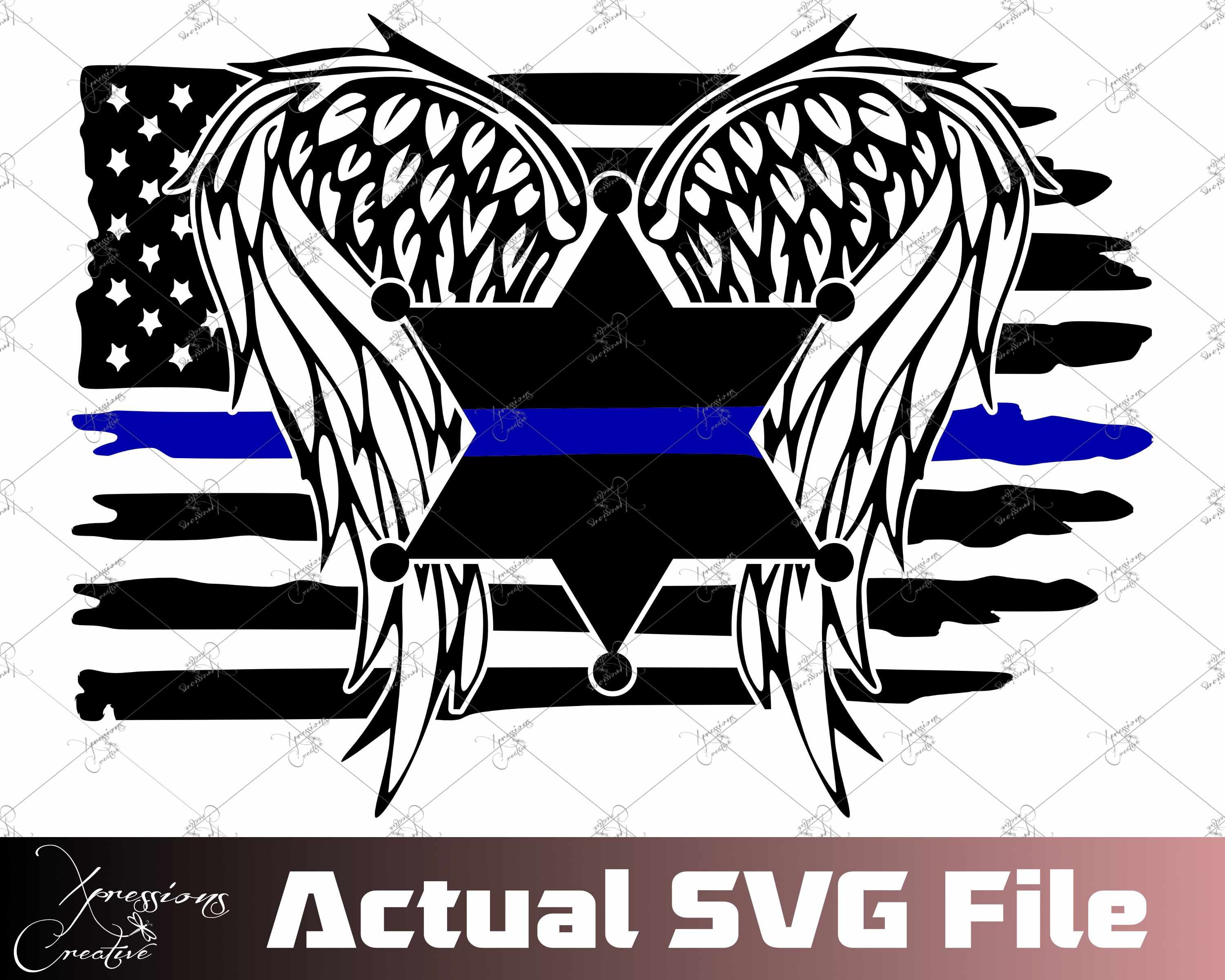 Fallen Officer Svg, Black Band Badge, Sheriff Deputy Wings Svg, Thin ...