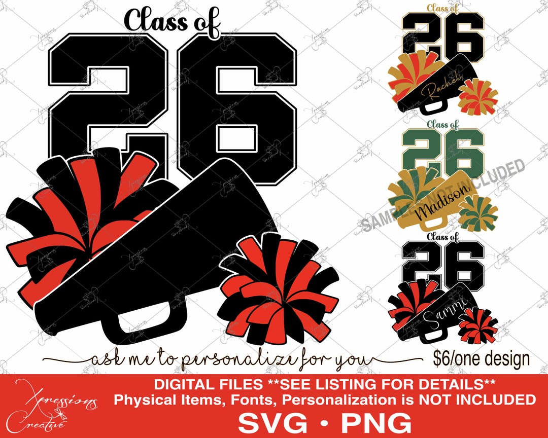 Cheer Svg, Class of 2026 Svg, Class of 26 Svg, Varsity, Cheer Pom Poms ...