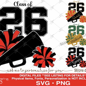 Cheer Svg, Class of 2026 Svg, Class of 26 Svg, Varsity, Cheer Pom Poms ...