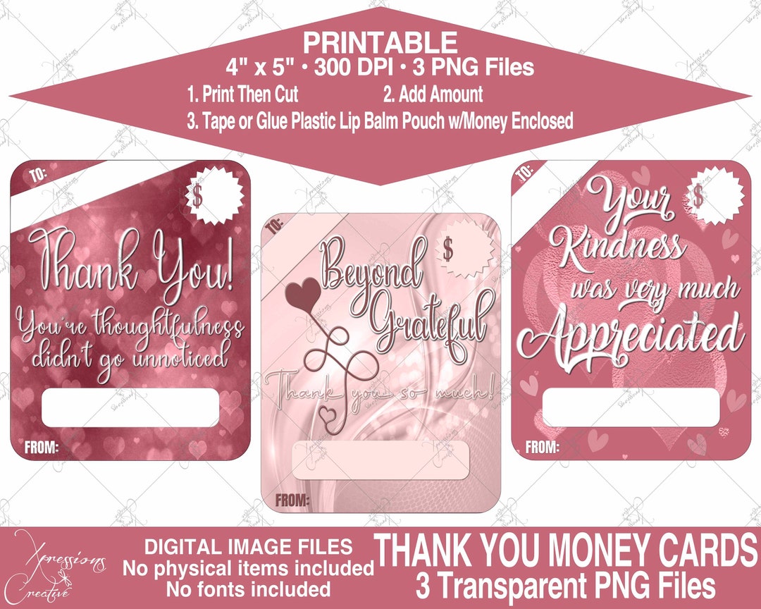 Thank You Money Card Your Kindness Was Appreciated Money Card - Etsy