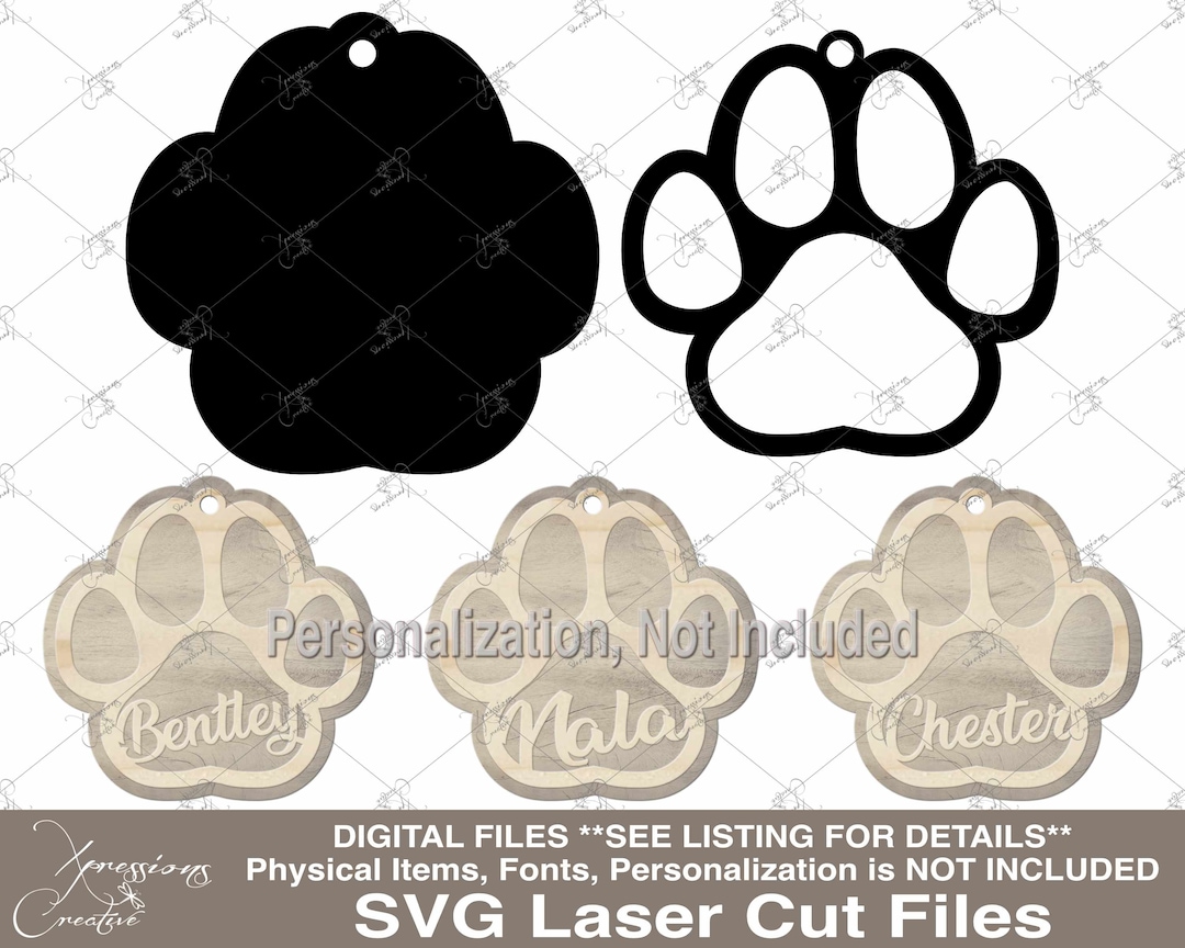 Paw Print SVG, Laser Paw Svg, Paw Ornament Svg, Dog Paw Svg, Cat Paw ...