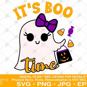 It's Boo Time Svg, Baby Girl Ghost, Trick or Treat Bag Svg, Halloween ...