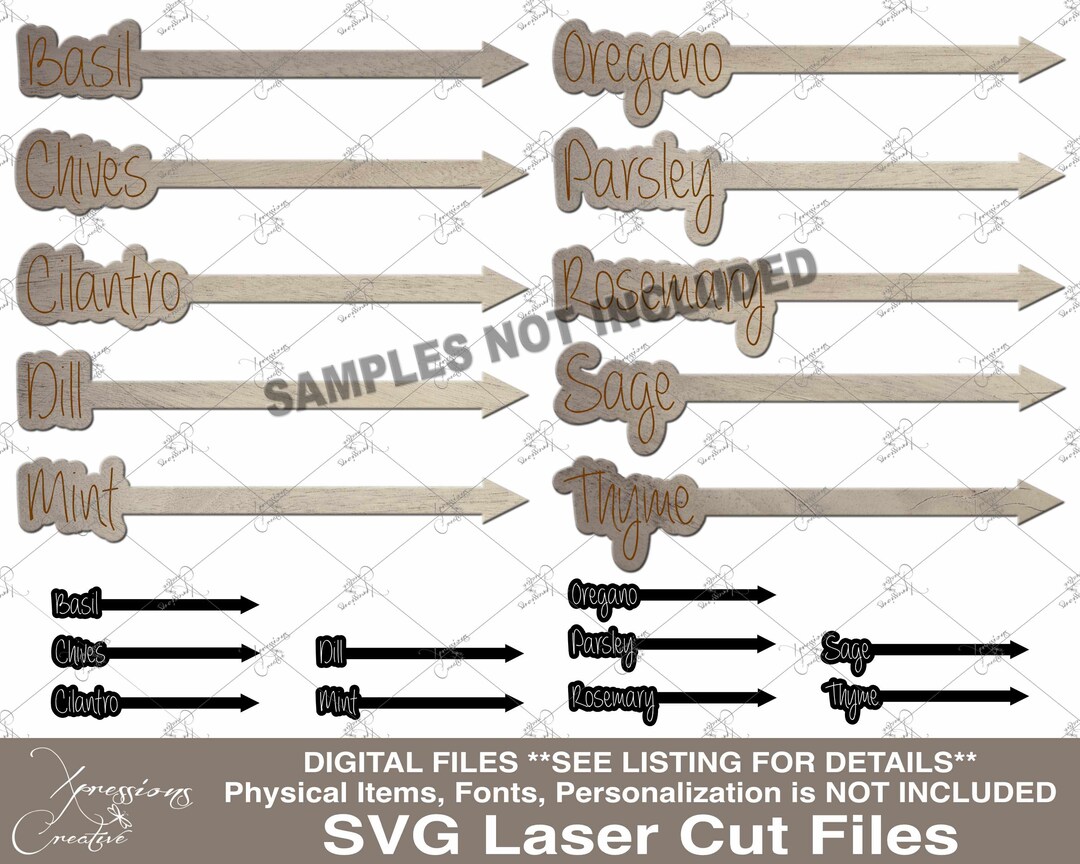Laser Garden Marker SVG Bundle, Herb Garden Laser SVG Files, Laser Cut ...