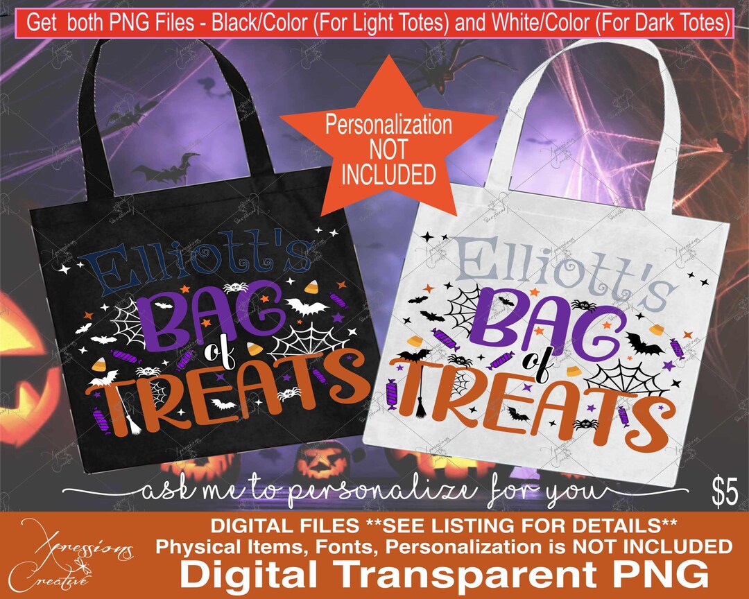 Personalized Bag of Treats PNG, Trick or Treat Bag Png, DTF, Direct to ...
