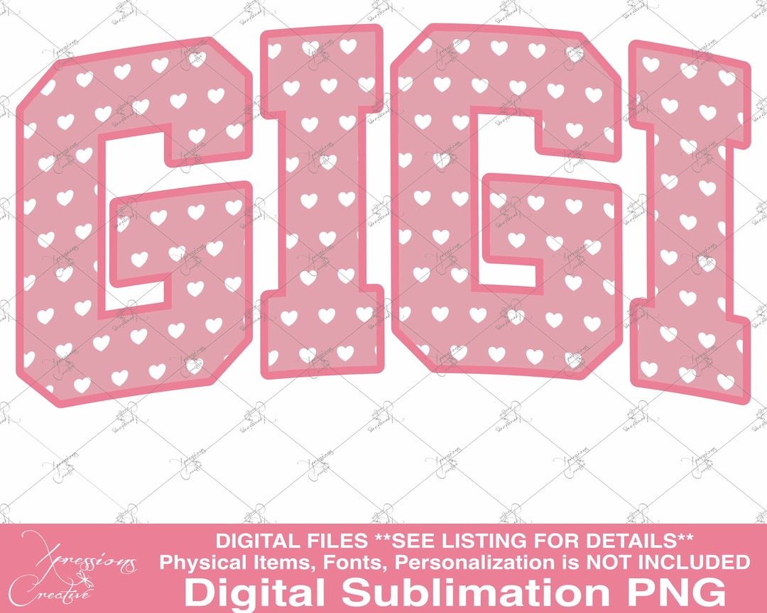 GIGI PNG, Retro GIGI Png, Varsity Font Gigi, Gigi Hearts Png ...