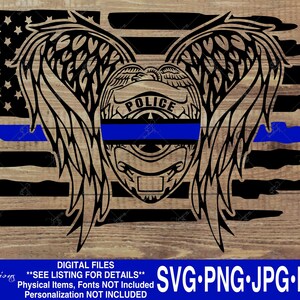 Fallen Officer Svg, Black Band Badge, Police Officer Wings Svg, Thin ...